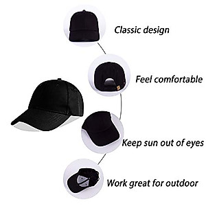 LANGZHEN Baseball Dad Cap 100% Cotton Fits Men Women Classic Adjustable Plain Hat(Structured-Black)