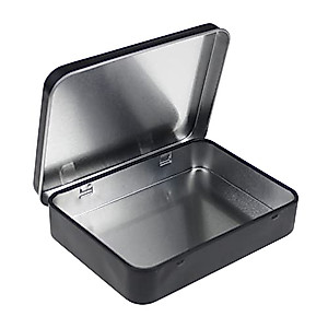 12 Pieces Rectangular Metal Empty Hinged Tins Containers Basic Necessities Home Storage Organizer Mini Box Set, 4.5 x 3.3 x 0.87 inches (Black)