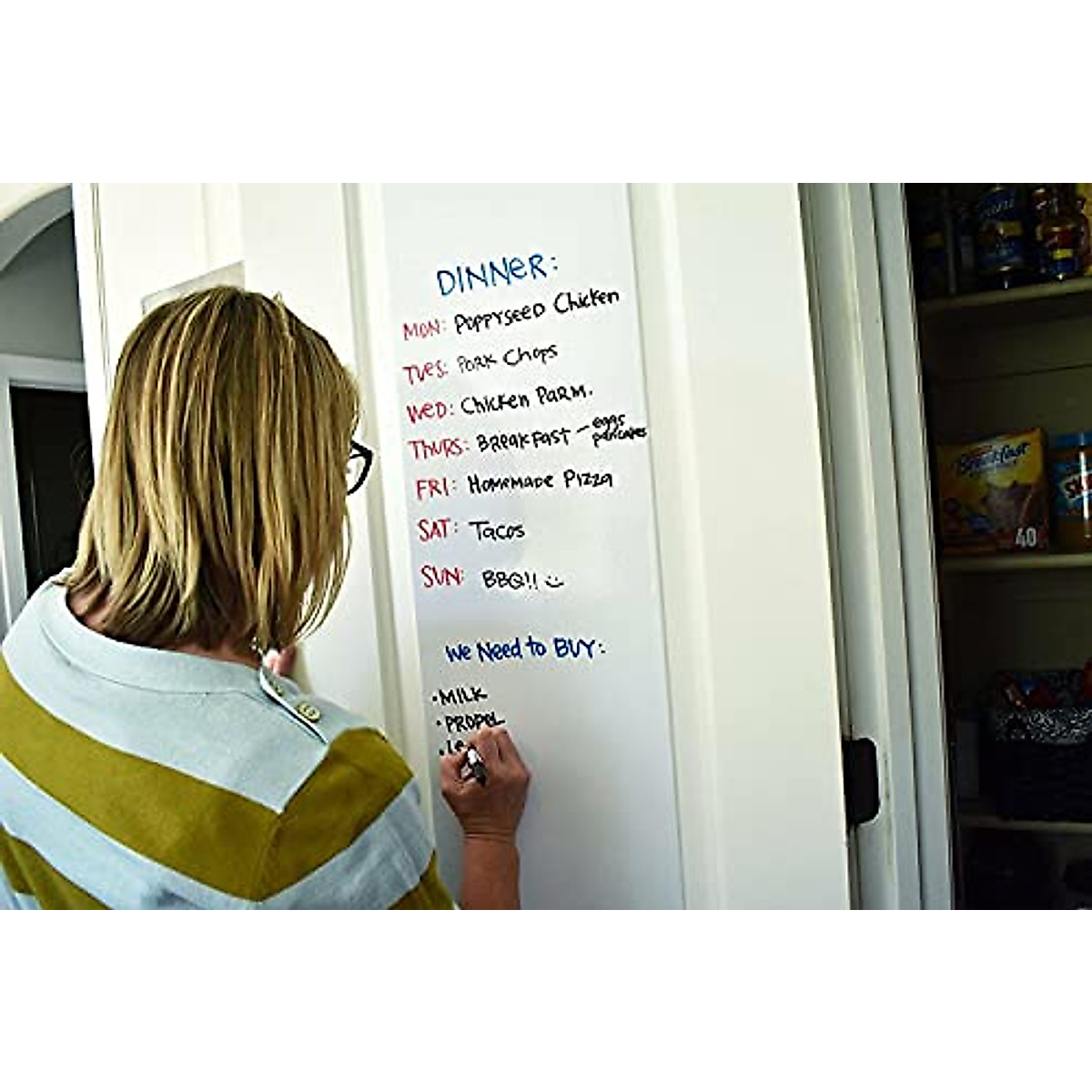 Kassa Whiteboard Wall Sticker Roll - 17.3 in Wide x 8 Ft Long with 3 Dry Erase Markers, Ideal for Classroom, Home, and Office Use - Customizable Adhesive Whiteboard & Can Stick on Any Flat Surface