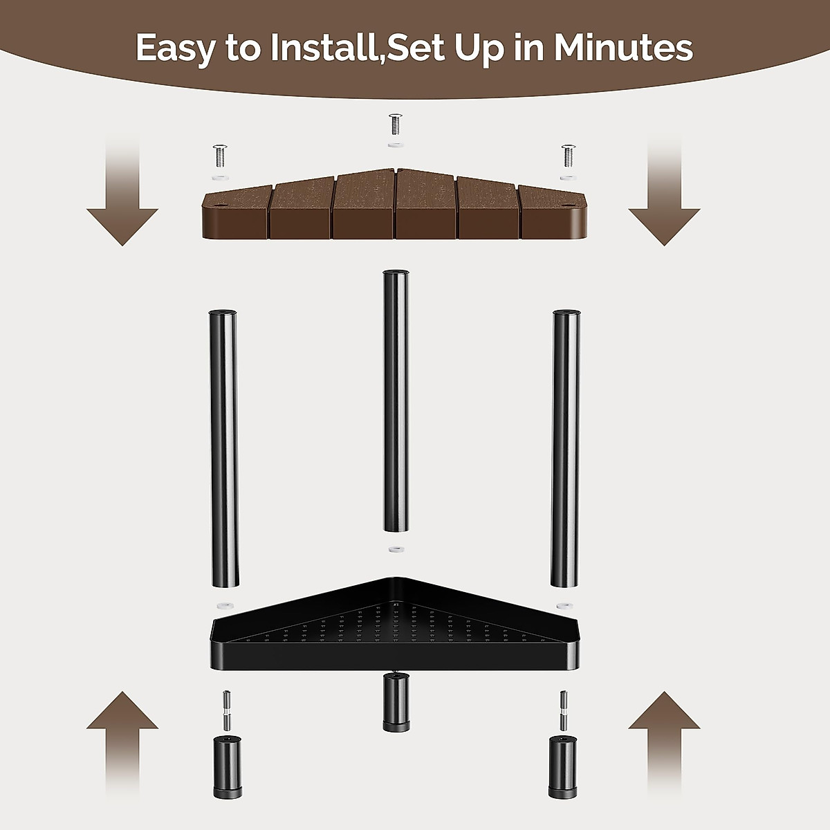 Orimade Corner Shower Bench Inside Shower Stool for Shaving Legs with Storage Shelf, Waterproof Shower Foot Rest Chair, Rustproof Metal ＆ Plastic Shower Seat Organizer for Bathroom(Bronze)