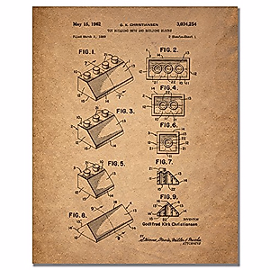 Lego Patent Art Prints - Set of 4 Photos - Toy Game Room Wall Decor