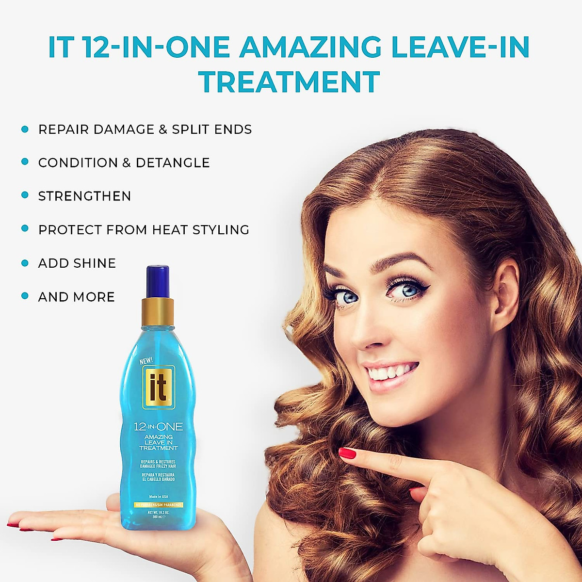 12-in-One Amazing Leave-In Hair Treatment Spray - Infused with Abyssinian Oil to Hydrate Smooth and Nourish Hair - Conditioner Spray Strengthens and Protects Dry & Damaged Hair