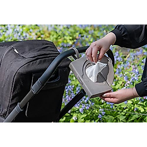 Ubbi On-The-Go Baby Wipes Dispenser, Portable Wipes Container for Travel, Diaper Bag Accessory Must Have for Newborns, Reusable Wipes Holder, Taupe