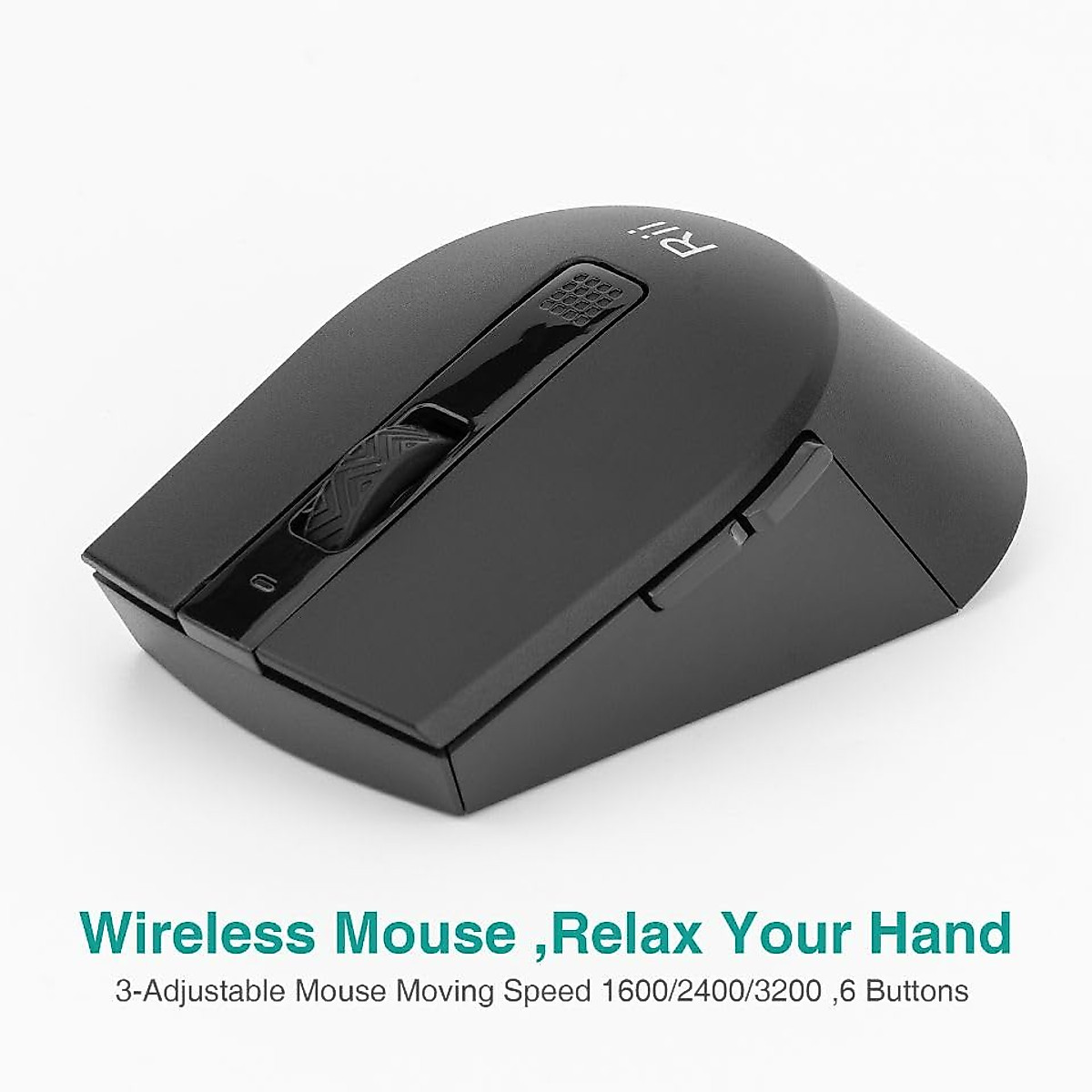 Rii RKM709 2.4 Gigahertz Ultra-Slim Wireless Keyboard and Mouse Combo, Multimedia Office Keyboard for PC, Laptop and Desktop,Business Office(Black)