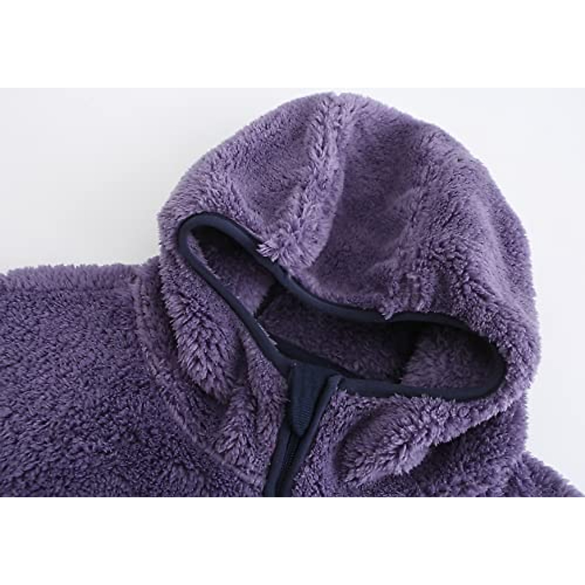 Girl's Jacket Kids Full Zip Ultra Soft Sherpa Fleece Hoodie Sweatshirt Dark Purple 16-18Years