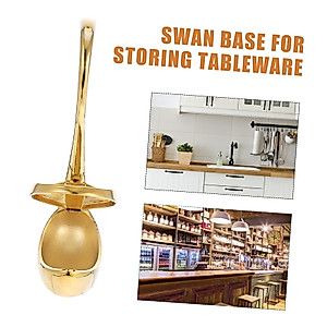 OKUMEYR 1 Set Swan Fork Pedestal Coffee Spoons Cooking Utensil Basket Wedding Decor Silverware Tableware Organizer Forks Stand Holder Mini Forks Drying Rack 304 Stainless Steel Decorations