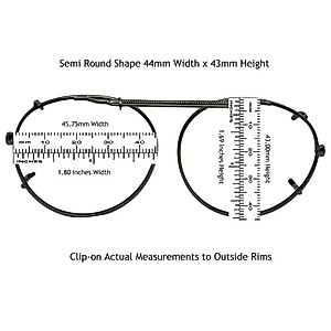 Smaller Sizes Semi Round Polarized Clip-on Sunglasses (Pewter Frame-Polarized Gray Lens, 44)