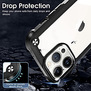 Arae for iPhone 14 Pro Max Case Clear, Hard Back Soft TPU Slim Shockproof Protective Bumpers Phone Cases Clear Cover for iPhone 14 Pro Max 6.7 inch, Black
