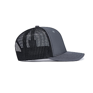 112 Trucker Cap Custom Personalized Embroider Logo/Text Dad Baseball Hats for Men & Women Strap Closure for Grandpa Gifts Daryk-Grey-Black