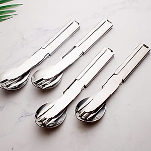 Enwinner 4 Set Picnic Flatware Set, Cutlery Set Extra Strong Ultra Silverware Set, 3 Pieces Knife Fork Spoon Set for Home Use/Travel/Picnic/Camping Utensils Set 2 ggryr nr4ne4 (4 set)