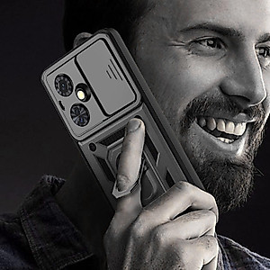 Suyomo for Oneplus N30 5G Case with Tempered Glass Screen Protector [2Pcs],Heavy Duty Case with Camera Cover Ring Holder Stand Shockproof Dual-Layer Protection Case for Oneplus N30 5G (Black)