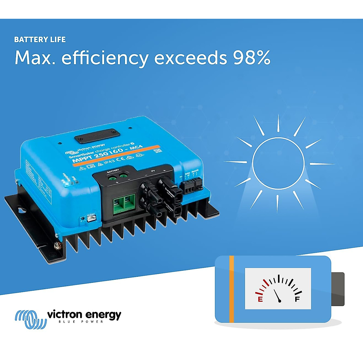 Victron Energy SmartSolar MPPT MC4 250V 60 amp 12/24/36/48-Volt Solar Charge Controller (Bluetooth)