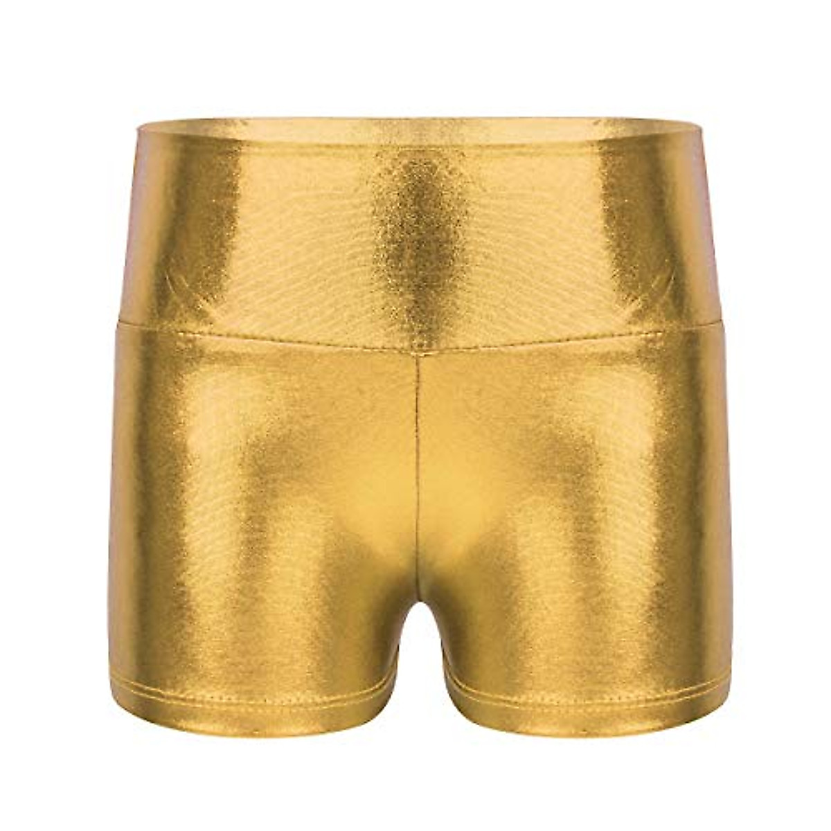 QinCiao Kids Teens Girls Shiny Metallic Ballet Active Dance Shorts Gymnastics Fitness Shorts Bottoms Hot Pants Gold 6