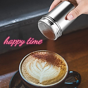 Stainless Steel Sugar Shaker Duster, Chocolate Shaker, Stainless Steel Powder Sugar Shaker Duster with Lid,Fine Mesh Cocoa Flour,Coffee Sifter with Lid,Cocoa,Chocolate,Coffee Sifter Sprinkler Dredgers