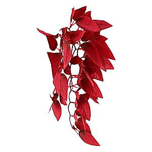 POPETPOP Aquarium Artificial Plant Fake Aquatic Plants Suction Cup Rattan Ornament for Fish Tank Landscape Decoration Red