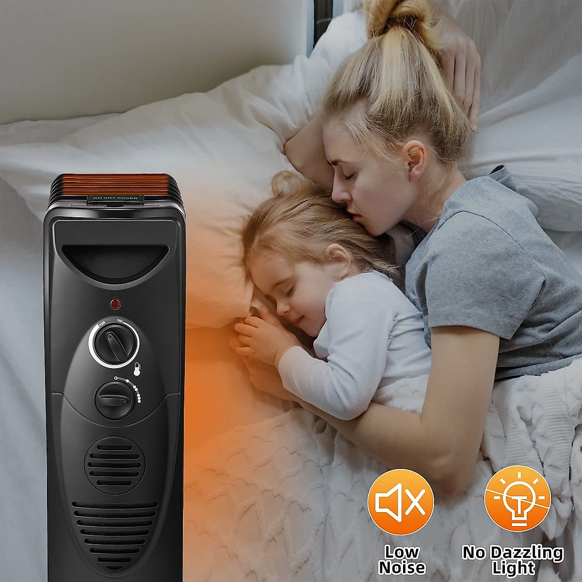 R.W.FLAME Oil Filled Radiator Heater - 3 Heat Settings, Adjustable Thermostat, Quiet and Portable Space Heater with Tip-over & Overheating Functions (27", Black)