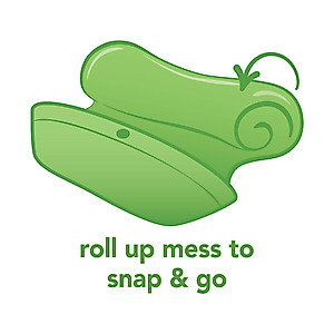 green sprouts Snap & Go Silicone Food-Catcher Bib | Soft, Waterproof Top + Silicone Scoop |Roll Up for Easy Travel |Made Without PVC, Formaldehyde, AZO Dyes, Aqua