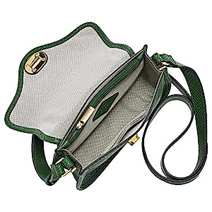 Fossil Women's Heritage Leather Mini Flap Crossbody Purse Handbag, Green Python (Model: ZB1874310)
