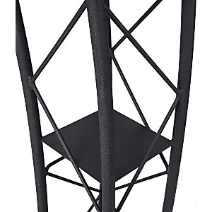 Displays2go Black Aluminum and Steel Truss Lectern with Curved Design and Built-in Shelf, 47-Inch Tall, Textured Finish (LCTTACBK)