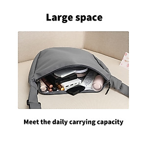 Small Sling Crossbody Bag for Women Men Trendy, Mini Crescent Bag with Adjustable Strap, 2 Zippers Lightweight Nylon Bag