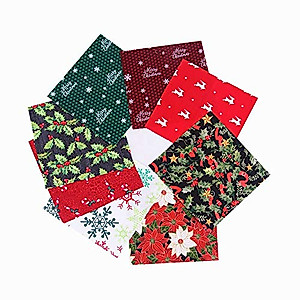 MoonyLI Christmas Cotton Craft Fabric Bundle Patchwork Precut Santa Claus Fabric Scraps for Christmas DIY Sewing Quilting Different Pattern Cloths 20x25cm