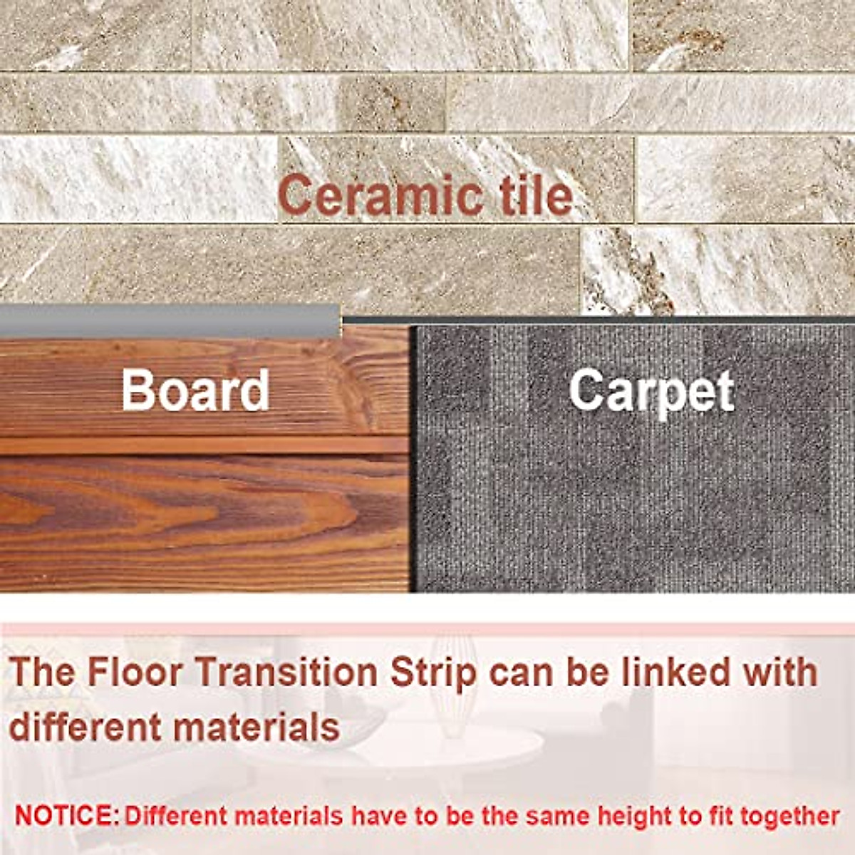 Floor Transition Strip Rubber Threshold Strip Floor Cover Strips Self Adhesive Vinyl Floor Flat Divider Strip Carpet to Tile Transition Strip Carpet Trim (3.28Feet, Brown)