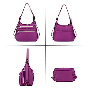 Alovhad Multi-Pocket Crossbody Bag for Women Convertible Nylon Shoulder Bag Travel Backpack Purse