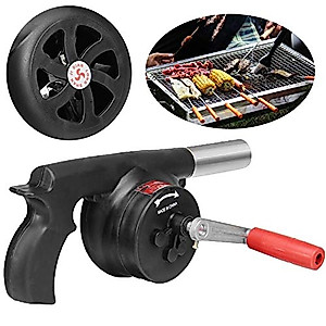 Esweny Outdoor Cooking BBQ Fan Air Blower,Mini Hand Crank Fan Air Blower Grill Picnic Camping Stove Accessories for Barbecue Fire Bellows Hand Crank Tool (Black)