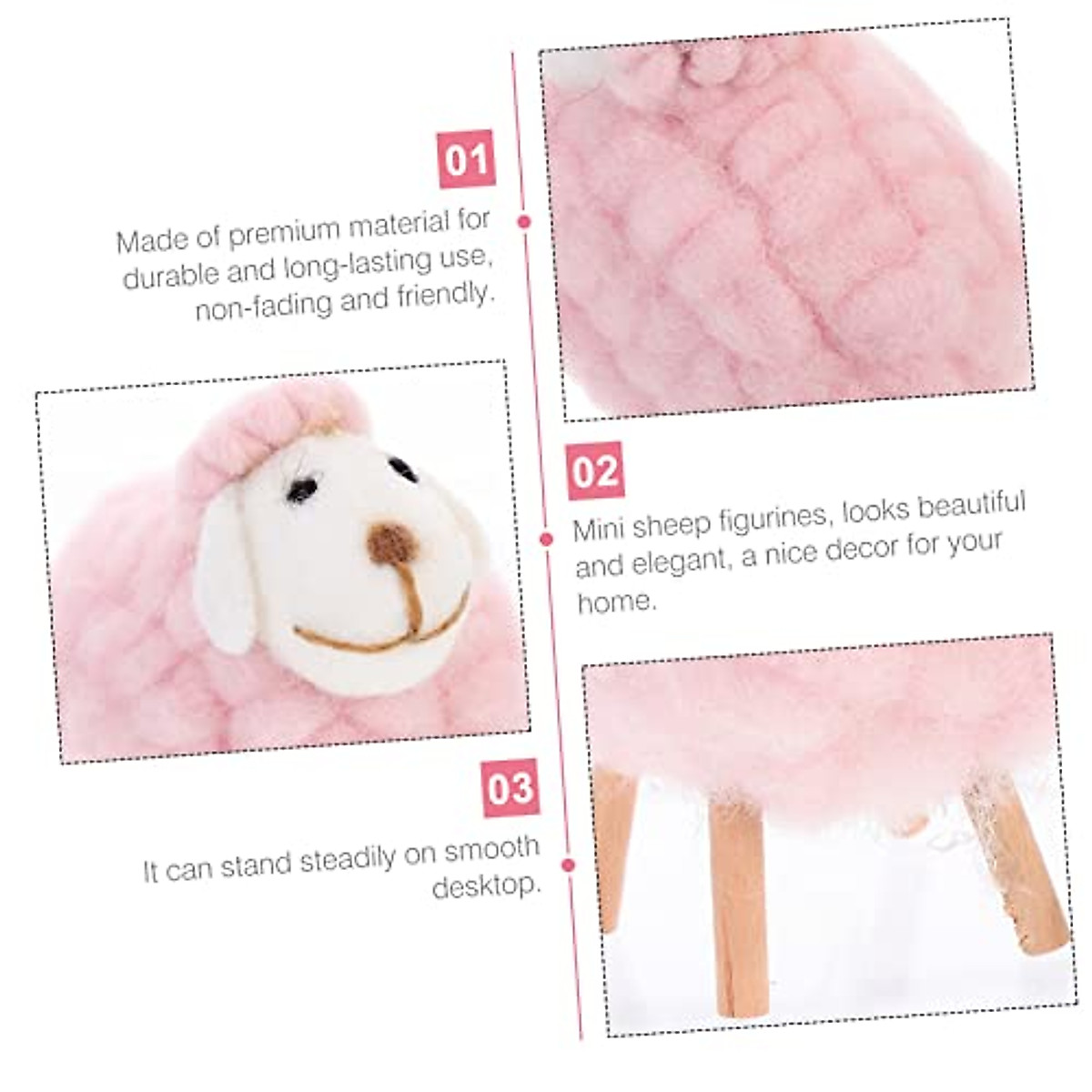 Garneck Little Sheep Ornament for Kids Miniture Decoration Kids Mini Felt Sheep Decor Mini Sheep Statue Christmas Lamb Desktop Small Ornaments Felt Sheep Doll Crafts