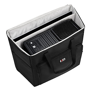 BUBM Desktop Gaming Computer Tower PC Carrying Case Travel Storage Bag for Tower Case, Monitor(Up to 27 inch), Keyboard and Mouse-Black