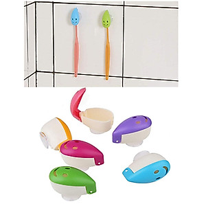 VADOO 6Pcs Toothbrush Head Cover Cap Suction Cup Toothbrush Case Portable Toothbrush Protector Holder (Random Color)