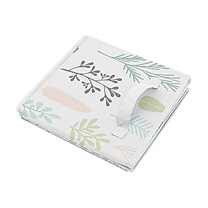 Sweet Jojo Designs Pink Tropical Leaf Girl Small Fabric Toy Bin Storage Box Chest For Baby Nursery or Kids Room - Blush, Turquoise, Grey and Green Botanical Rainforest Jungle for the Sloth Collection