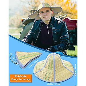 Foldable Straw Hat for Farmer Men Women Adult Fishing Sun Fan Cap Summer Cool Floppy Wide Brim Beach Hat Light Brown