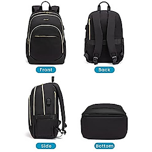 LOVEVOOK Laptop Backpack for Women & Men, 17.3 Inch Anti Theft Travel Backpack with USB Port, Stylish Casual Daypack for College, Large Capacity Teacher Nurse Work Backpack Purse, Black