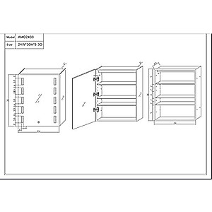 Fine Fixtures Bathroom Medicine Cabinet, Aluminum, Recessed/Surface Mount, Mirrored w/LED (24")