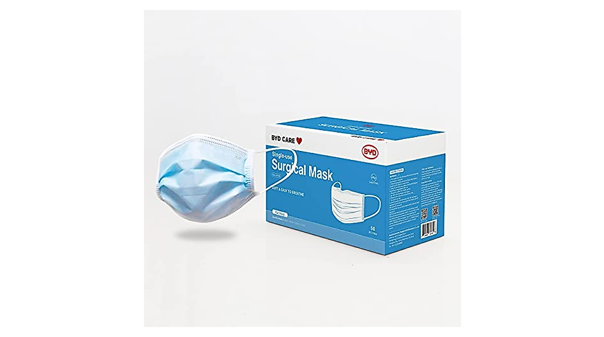 BYD CARE 3-Ply Blue Disposable Mask - 50 Pack