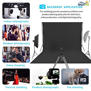 ISSUNTEX 10X20 ft Background Muslin Backdrop, Photo Studio, Collapsible High Density Screen for Video Photography and Television-Black