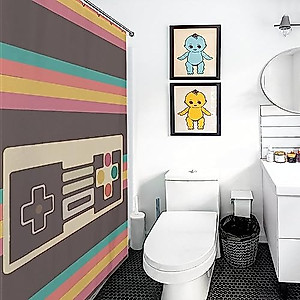 Video Game Controller Gamepad Shower Curtain with Grommets and Hooks Waterproof Bath Curtains for Bathroom Showers Bathtubs Decoration