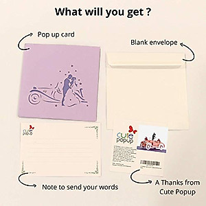 CUTE POPUP - Anniversary Card with Bride and Groom in Wedding Car Design, Valentines Day Card, Thinking of You Card, Birthday Card, Surprising Present for Couple, Wife and Husband