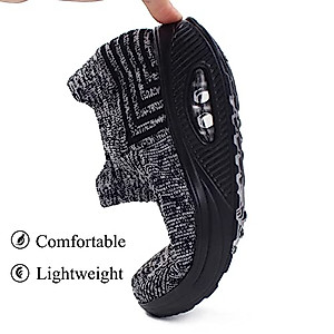 L LOUBIT Women's Platform Walking Shoes Breathable Sock Sneakers Slip On Lightweightable Nuring Shoes Lightweight Wedge Loafers Light Grey 37