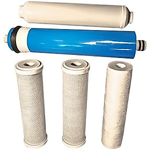 5 pc Reverse Osmosis Filters 1 Year Set, 5 Stage Reverse Osmosis Water Filter, Under Sink RO Water Filter System Kit Compatible with Most 10" Water Filtration System