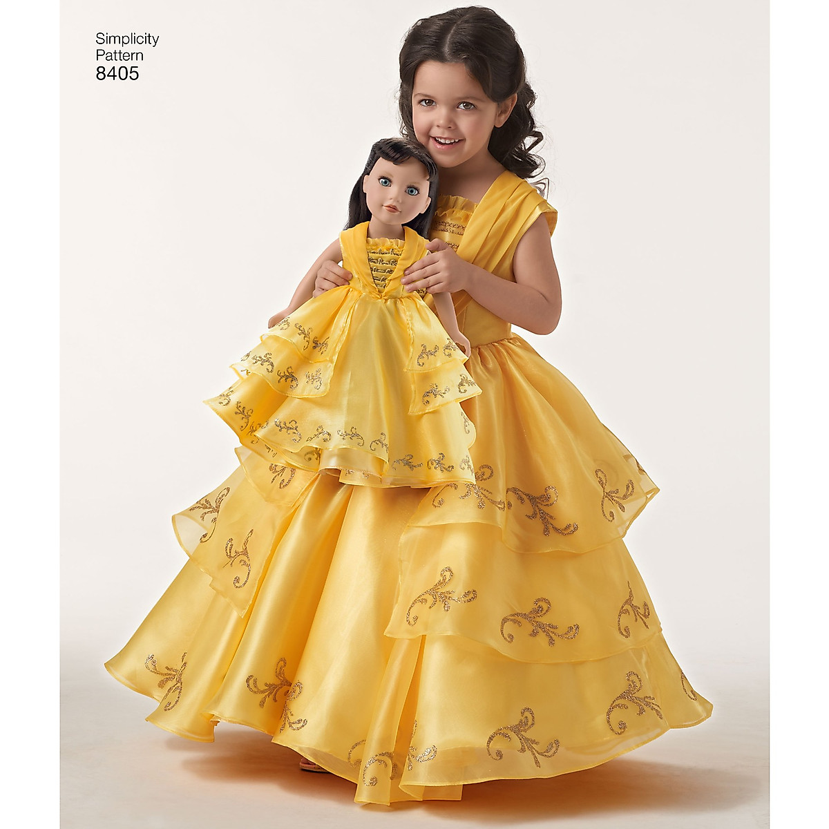 Simplicity 8405, Disney Beauty and the Beast Princess Belle Costume for Girls and 18'' Dolls Sewing Pattern, Sizes 3-8
