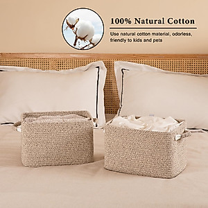 OIAHOMY Decorative Woven Storage Bins and Toy Baskets for Nursery, Living Room, Shelves - Set of 2 Brown Baskets With Handles