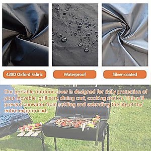 Outdoor Dining Cart Cover - Waterproof Flattop BBQ Grill Cart Protector Storage Cover, Compatible with 40" Cart, 40" L x 24" W x 32" H