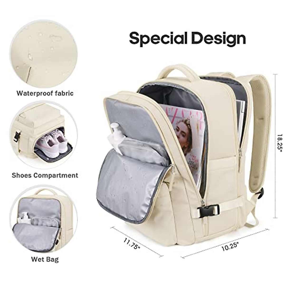 Large Travel Laptop Backpack, Expandable 45L Carry On Backpack Water Resistant Airline Approved Business Work Computer Bag Gifts for Men & Women Fits 17 Inch Notebook