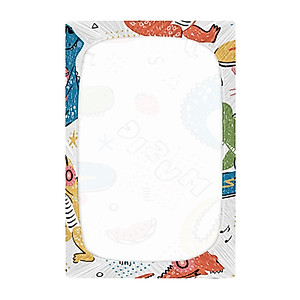 Music Dinosaur Baby Crib Sheets Soft Toddler Bed Sheets Breathable Mattress Cover Playard Sheet for Crib Mattress Unisex Newborn Boy, 39 * 27 * 5in