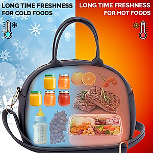 motheric Mona Vegan Leather thermal insulated cooler cute designer lunch Bag for women - lonchera para mujer - linch box - Baby lunchbox (Blush)