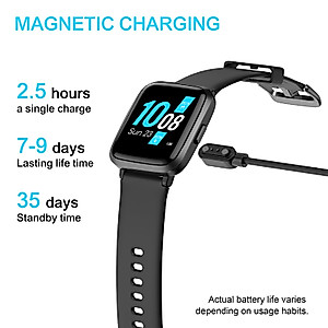 Fitness Tracker with Heart Rate Monitor,Step Counter, Sleep Monitor,Calorie Tracking,Waterproof Activity Tracker with Blood Pressure & SpO2 Smart Watch for Android iPhones Women Men Kids, Black