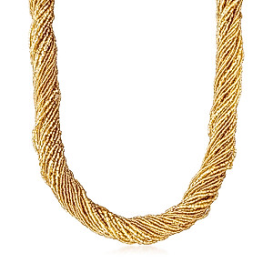 Ross-Simons Italian Golden Murano Glass Bead Torsade Necklace With 18kt Gold Over Sterling. 20 inches
