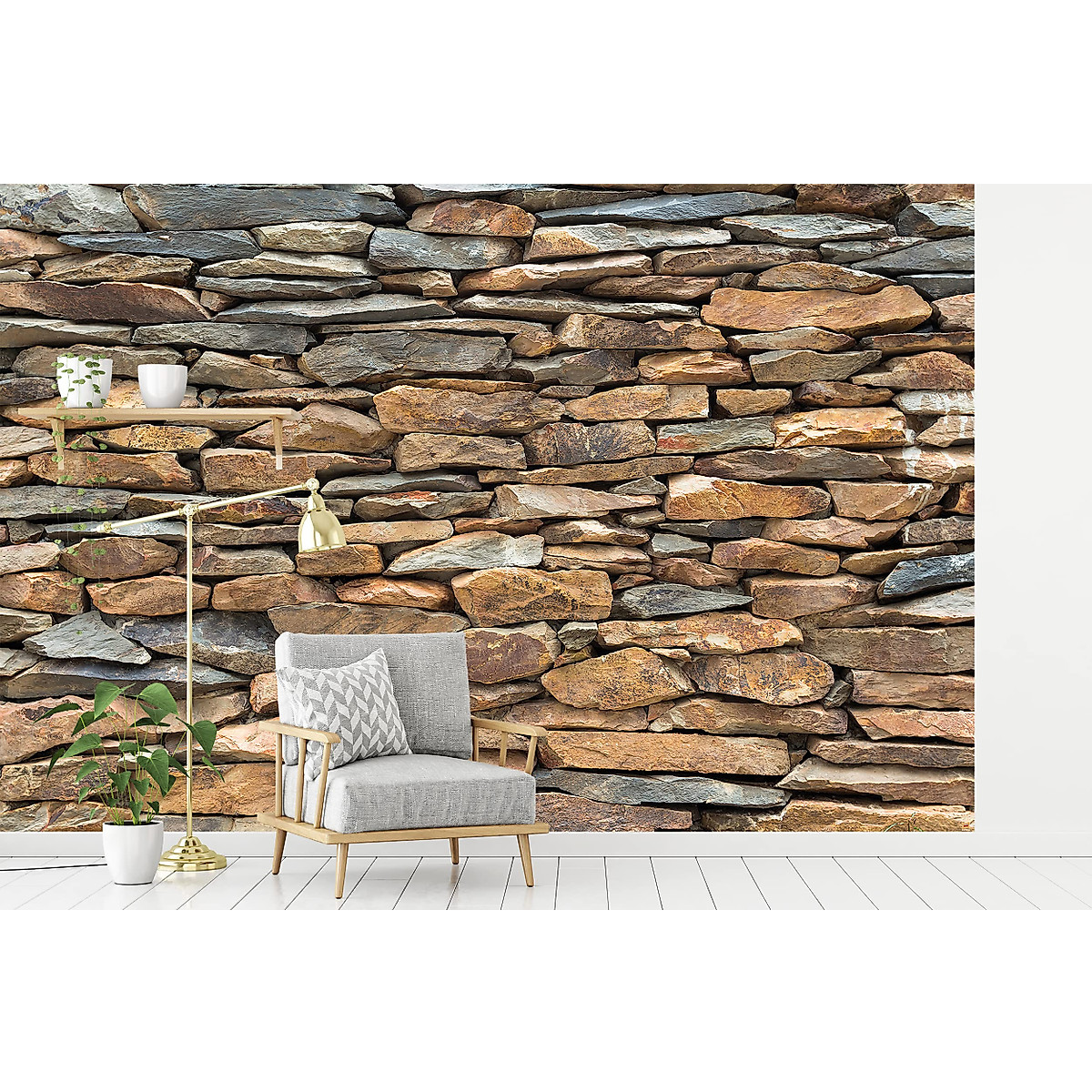 GREAT ART Large Photo Wallpaper – Shale Stonewall – Photo Decoration Stones Optic Mural Rocks Walls Rustic Stone Industrial Design Look Wall Decor Image Decor Wall Mural (132.3x93.7in - 336x238cm)